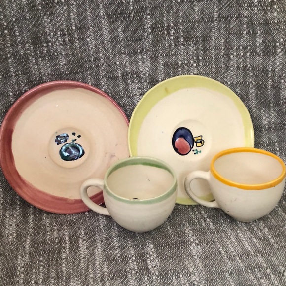 Dining | 2 Art Pottery Cup And Saucer Marked L Naples 85 | Poshmark